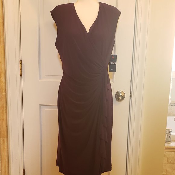 Chaps | Dresses | Chaps Eggplant Dress Size Xl Nwt | Poshmark